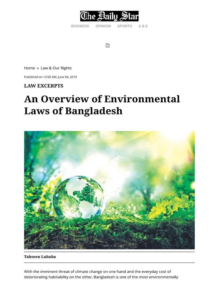 An Overview of Environmental Laws of Bangladesh - The Daily Star PDF ...