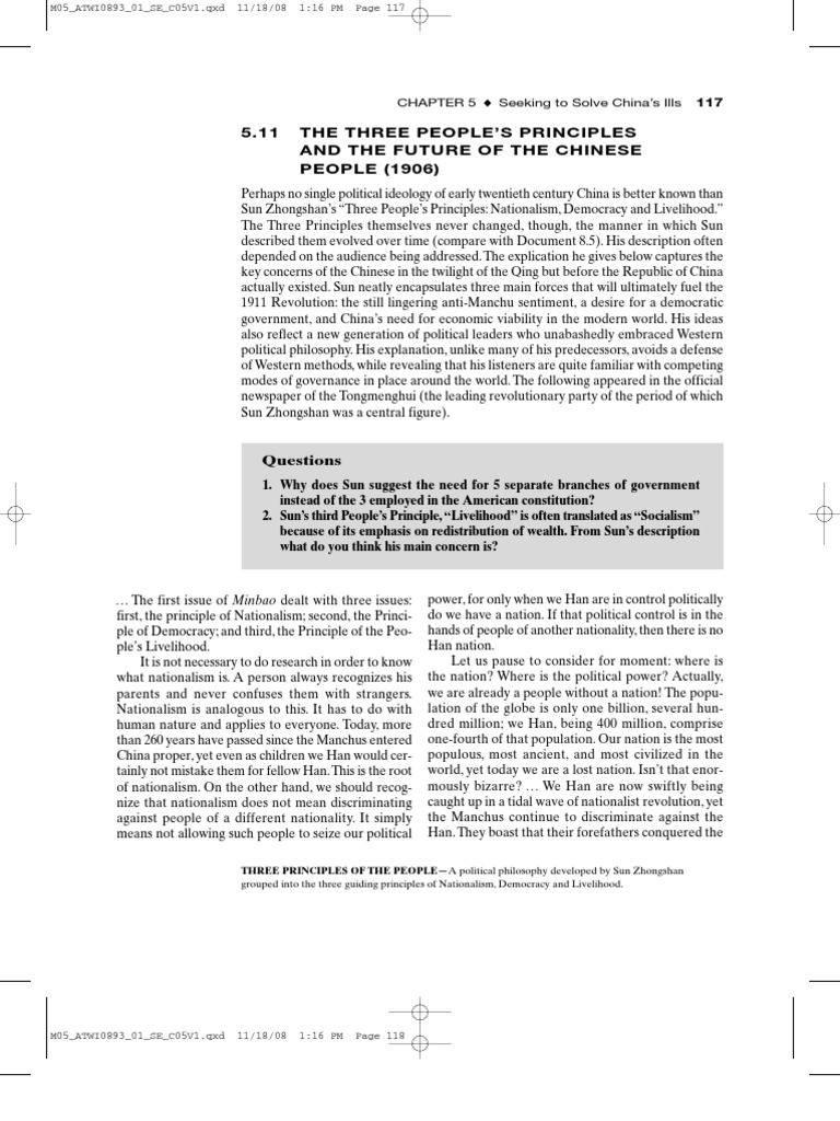The Three People's Principles | PDF | Qing Dynasty | Nationalism