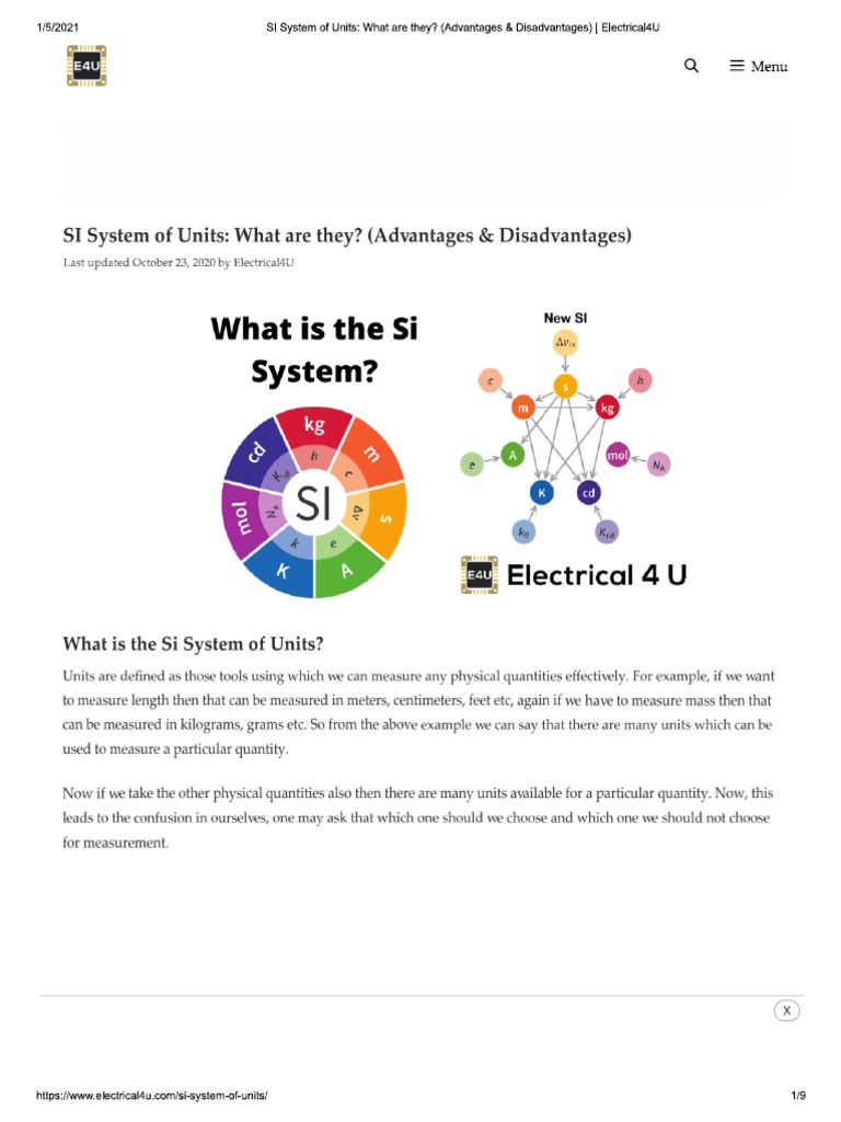 SI System of Units - What Are They - (Advantages & Disadvantages ...