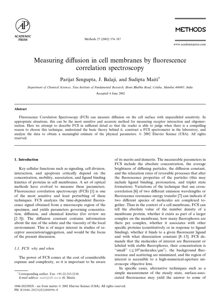 FCS Technique Methods 2002 | PDF | Optical Filter | Laser