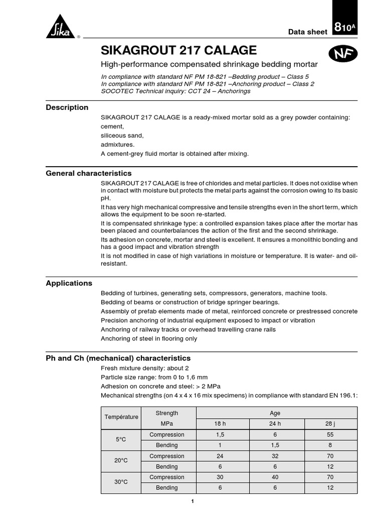 SikaGrout 217: High-Performance Mortar | PDF | Concrete | Building ...