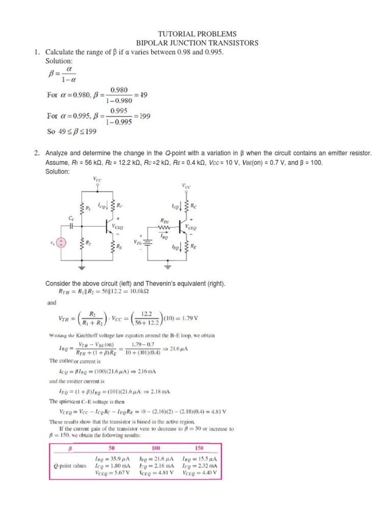 70 - EC21101 - Practice Questions - BJT Additional | PDF