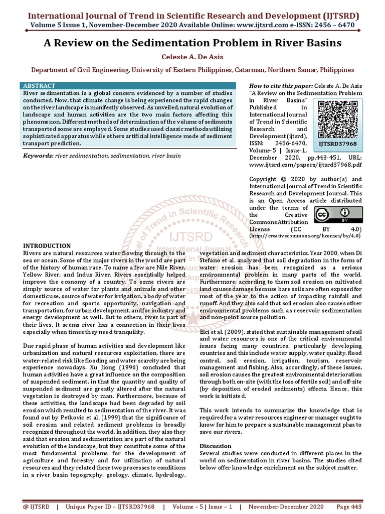 A Review On The Sedimentation Problem in River Basins | PDF | Erosion | Surface Runoff