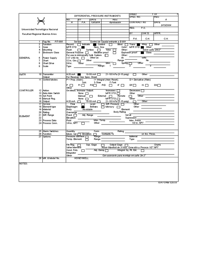 ISA FORM S-Flow Indicate and Transmiter | PDF | Manufactured Goods ...