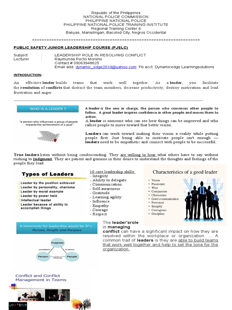 Leadership Role in Resolving Conflict | PDF | Conflict Resolution ...