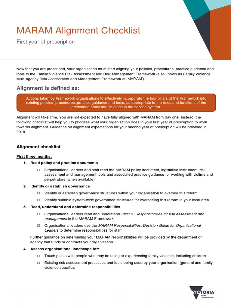 MARAM Alignment Checklist - 0 | PDF | Risk Assessment | Governance
