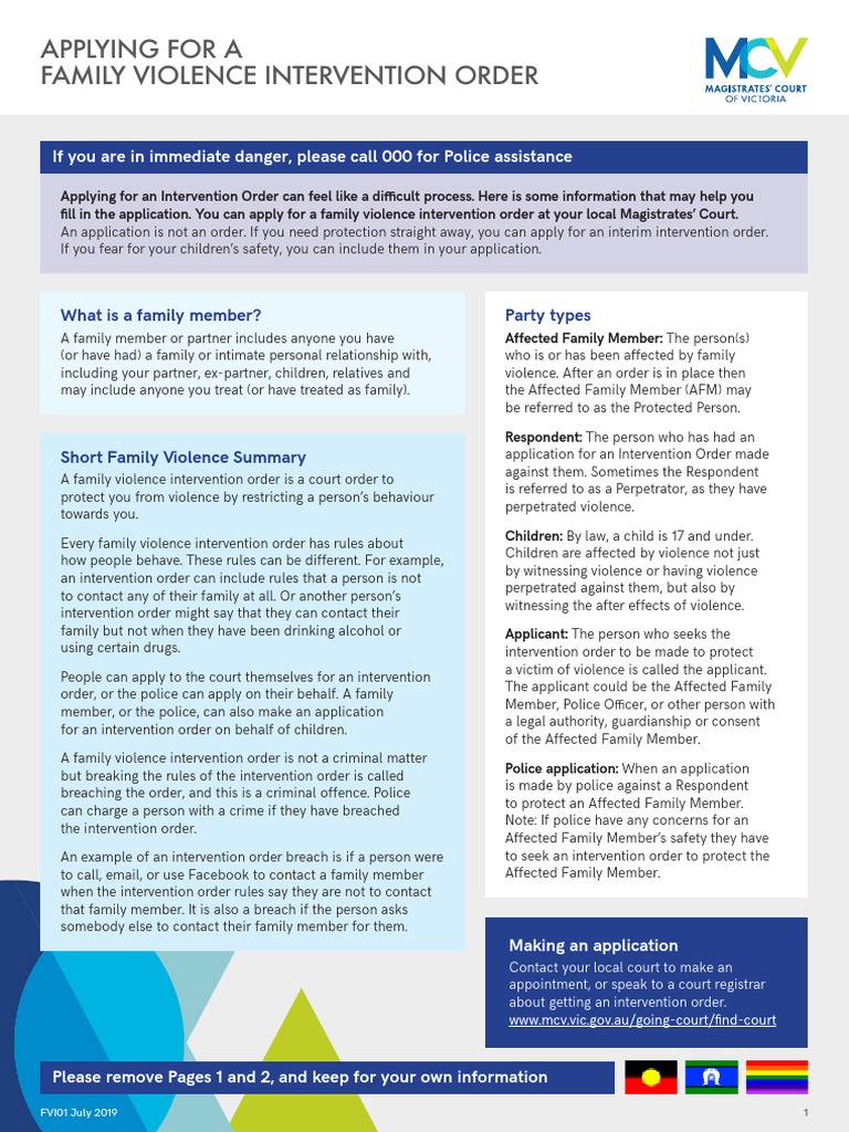 Application For Family Violence Intervention Order | PDF | Domestic ...