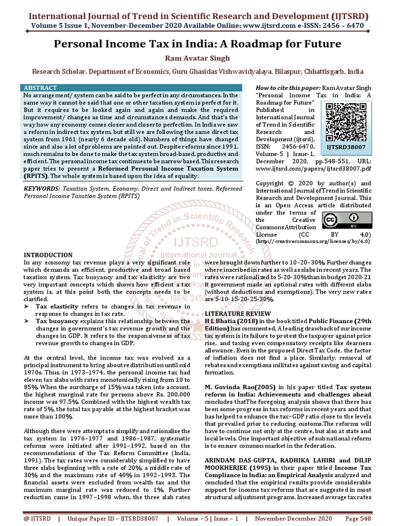 Personal Income Tax in India A Roadmap For Future | PDF | Progressive ...