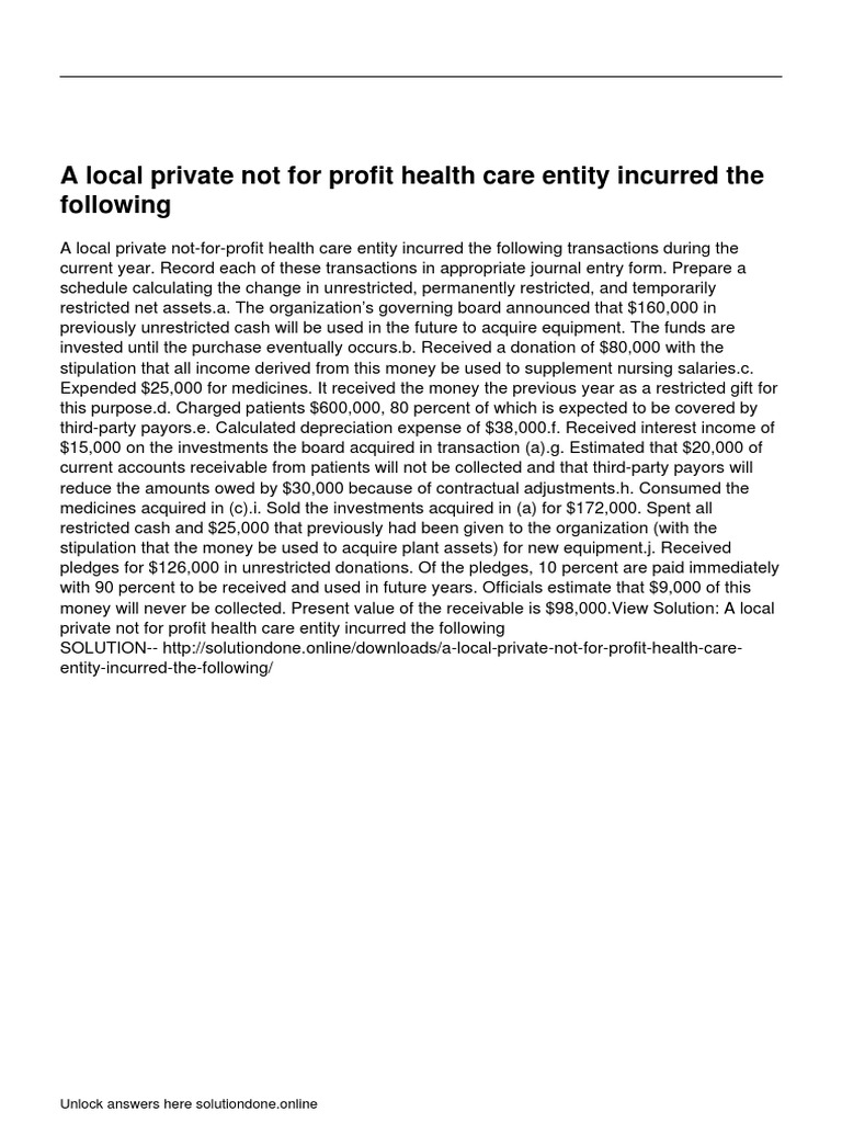 Nonprofit Healthcare Accounting Guide | PDF