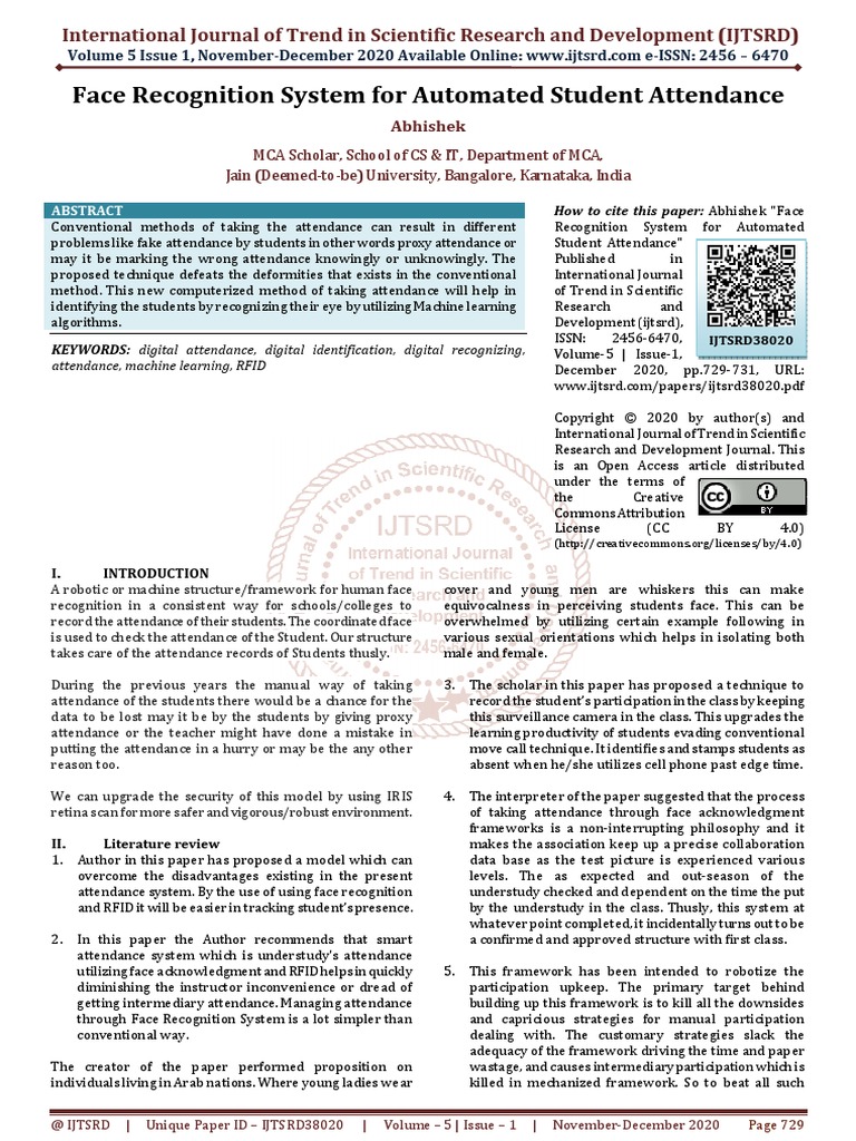 Face Recognition System For Automated Student Attendance | PDF ... Face Recognition System For Automated Student Attendance | PDF ...