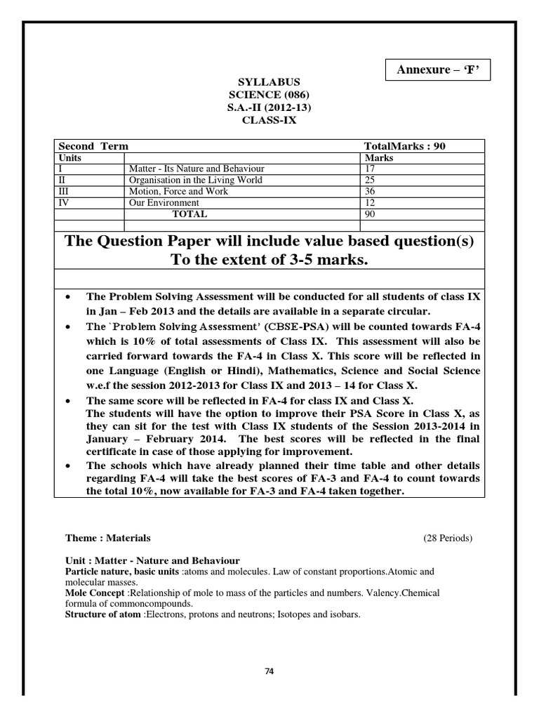 2020 Class 9th Science Sample Paper Set 20 | PDF | Mole (Unit) | Atoms