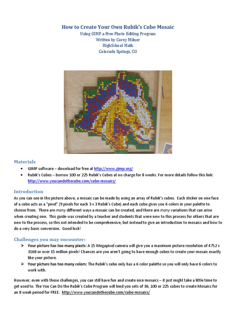 How To Create Your Own Rubik's Cube Mosaic | PDF | Display Resolution ...