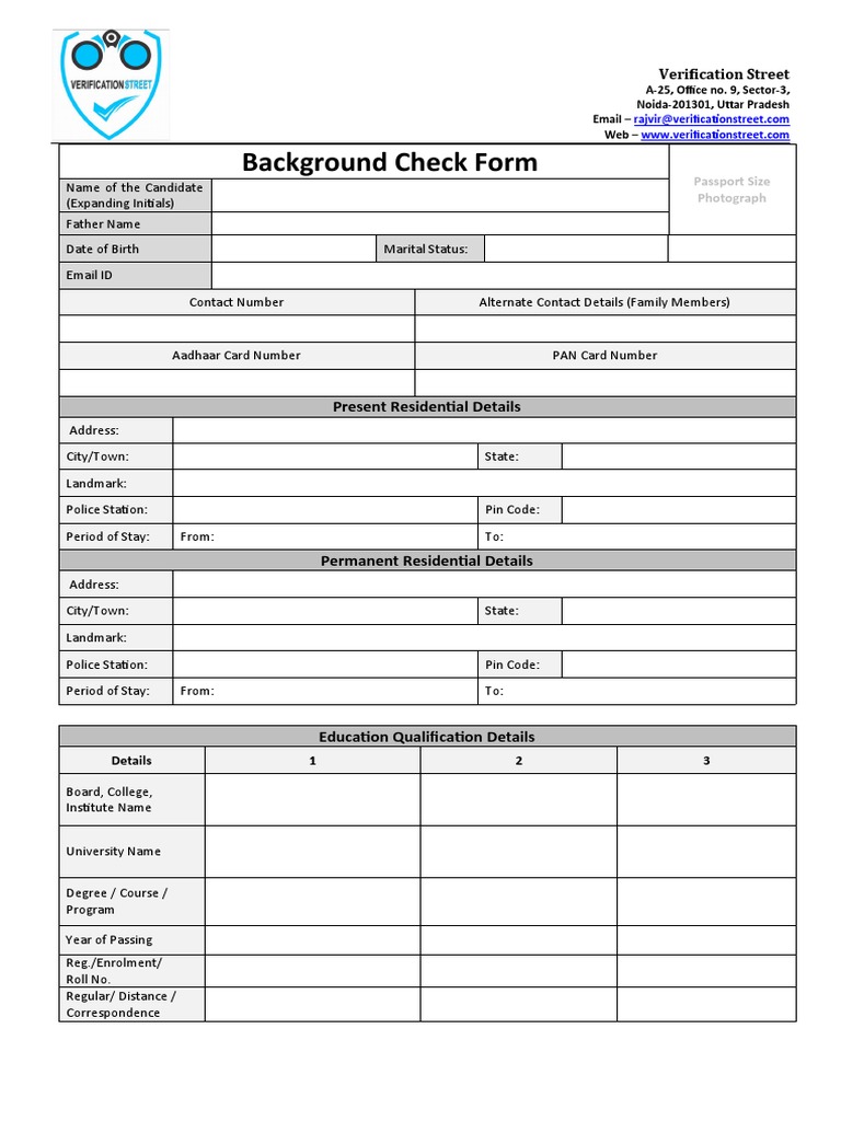 Background Check Verification Form | PDF | Access Control | Privacy