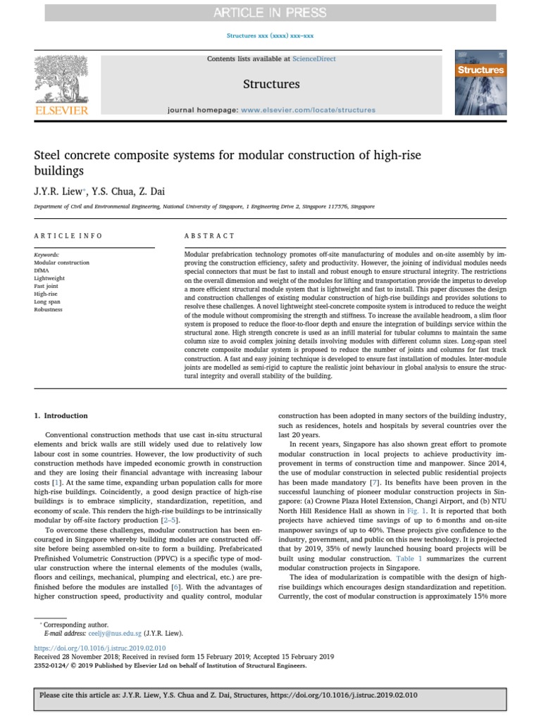 Steel Concrete Composite Systems For Modular Construction of High-Rise ...