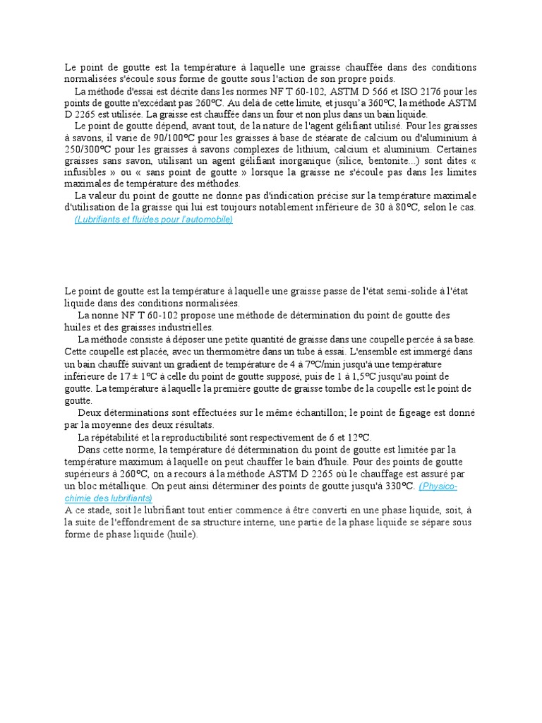 Point de Goutte | PDF | Lubrification | Huiles