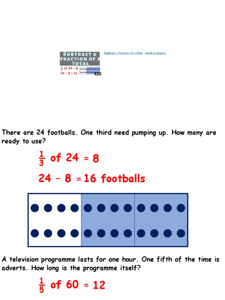 62 Fraction Problems - To Solve Word Problems Involving Finding ...