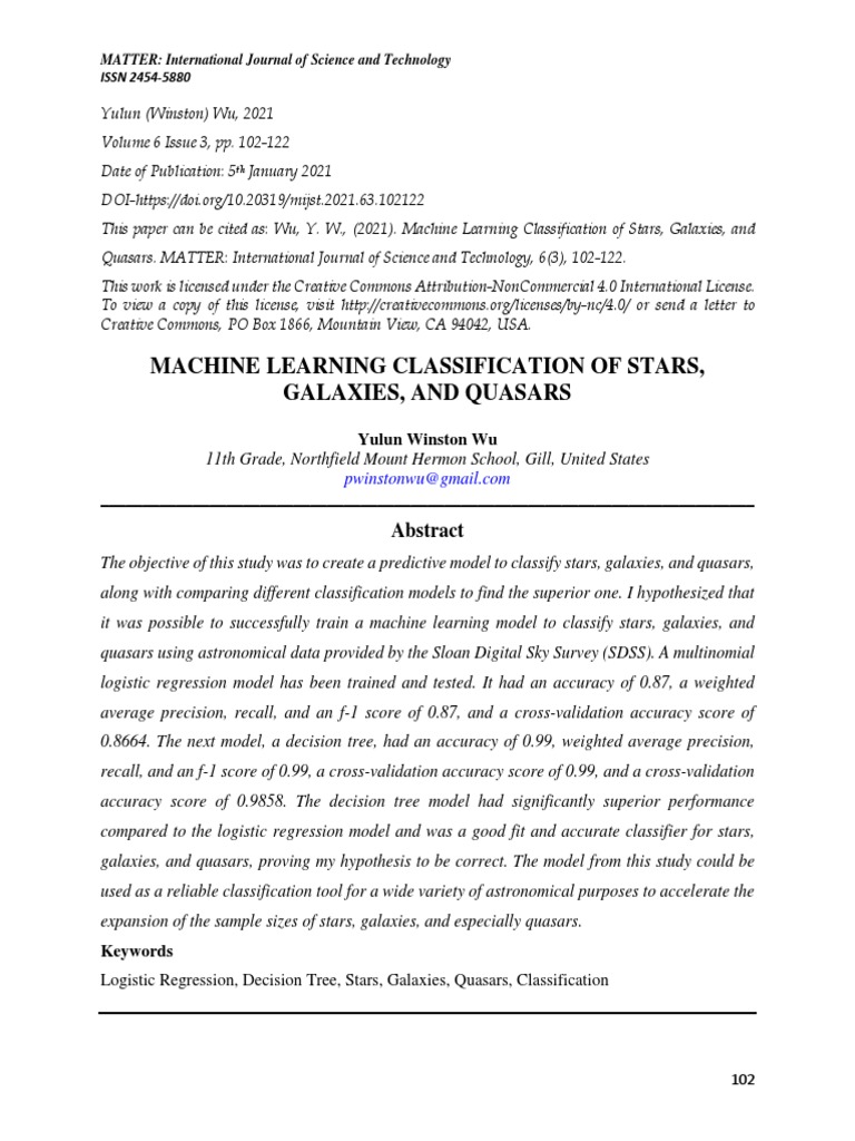 Machine Learning Classification of Stars, Galaxies, and Quasars | PDF | Cross Validation ...