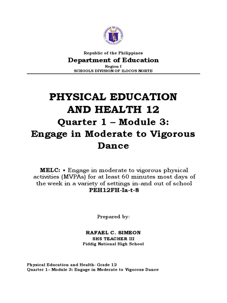 Physical Education and Health 12: Quarter 1 - Module 3: Engage in ...