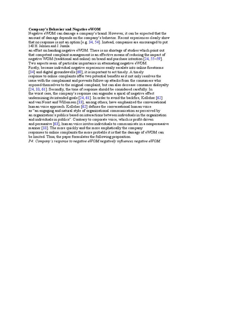 Company Beahaviour and Negative Wom | PDF