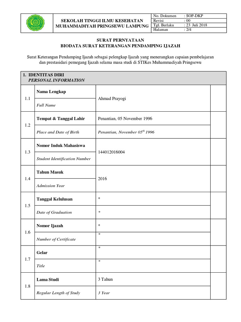FORMAT SKPI 2019 - Yogi | PDF | Indonesia
