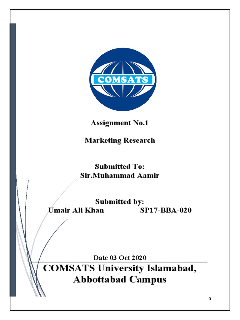 COMSATS University Islamabad, Abbottabad Campus: Assignment No.1 ...