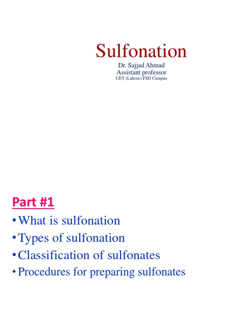Sulfonation | PDF | Chemical Reactions | Solubility