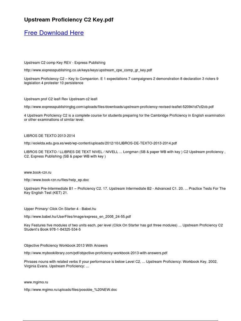 Free Download Here: Upstream Proficiency C2 Key PDF | PDF | Languages ...