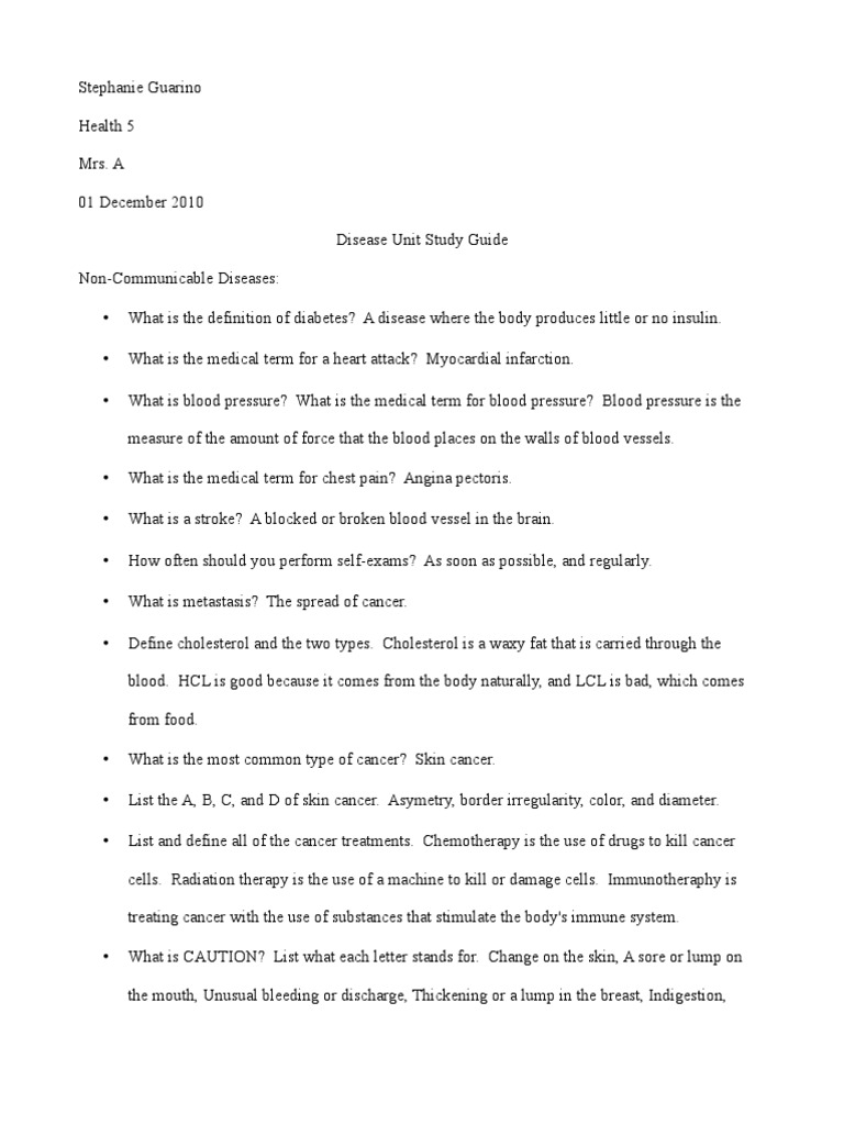 Disease Unit Study Guide | PDF | Diseases And Disorders | Microbiology