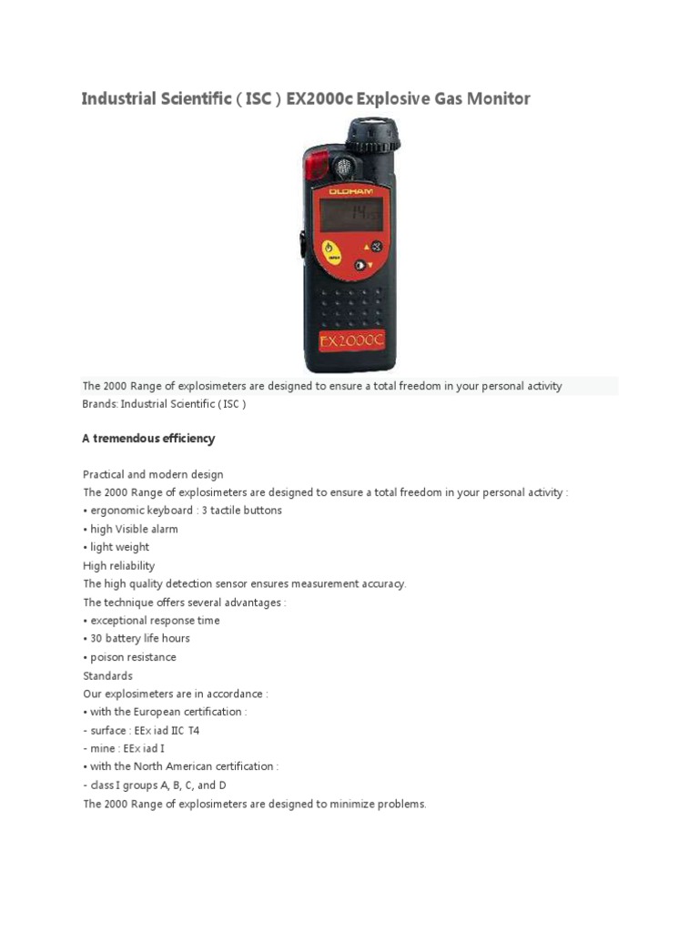 Industrial Scientific (ISC) EX2000c Explosive Gas Monitor: A Tremendous ...
