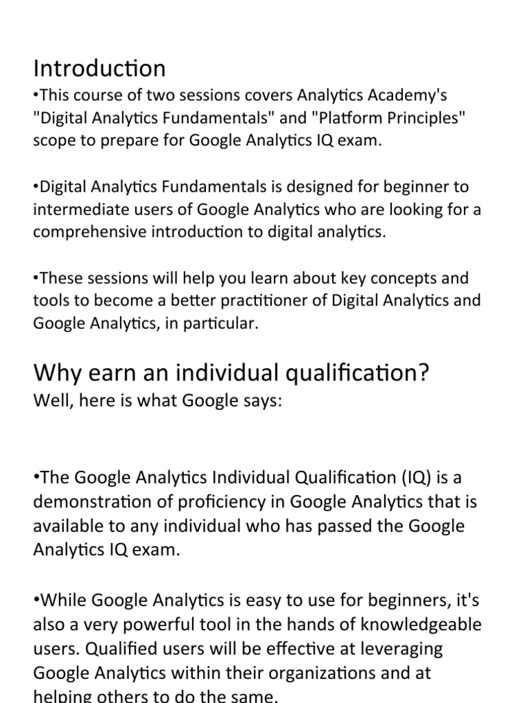Goole Analytics IQ Guide | PDF