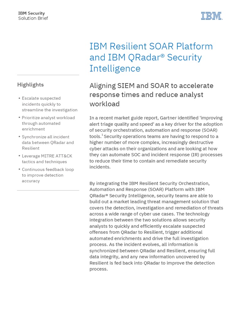 IBM Resilient SOAR Platform | PDF | Watson (Computer) | Automation