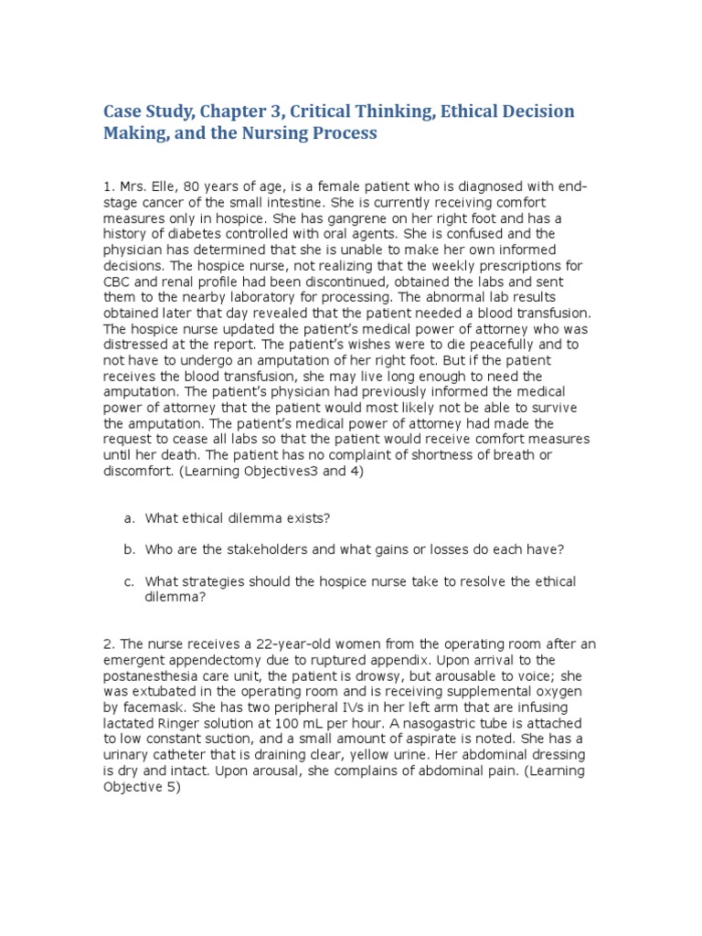 Ethical Dilemmas in Nursing Care | PDF | Amputation | Nursing