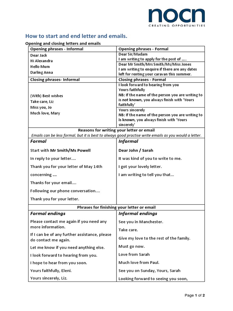 How To Start and End Letter and Emails | PDF