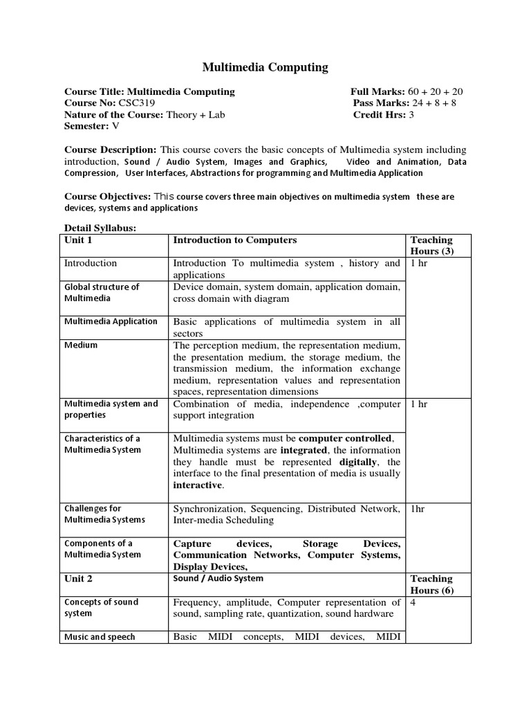 Multimedia Computing: Sound / Audio System | PDF | Data Compression | Multimedia