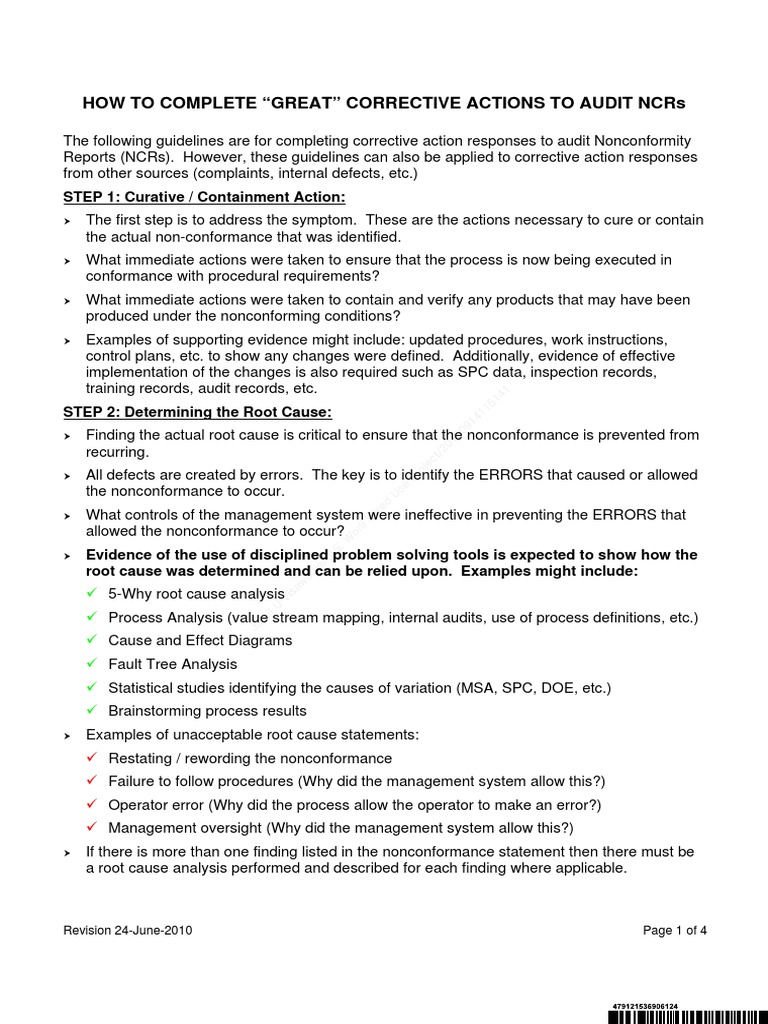 Guidelines For Completing Corrective Actions of Audit Findings ...