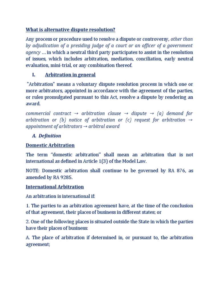 What Is Alternative Dispute Resolution?: A. Definition | PDF