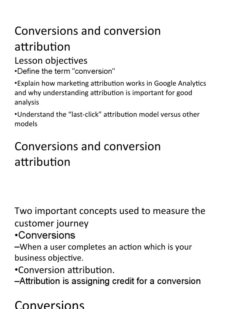 Conversions and Conversion Attribution: Lesson Objectives | PDF