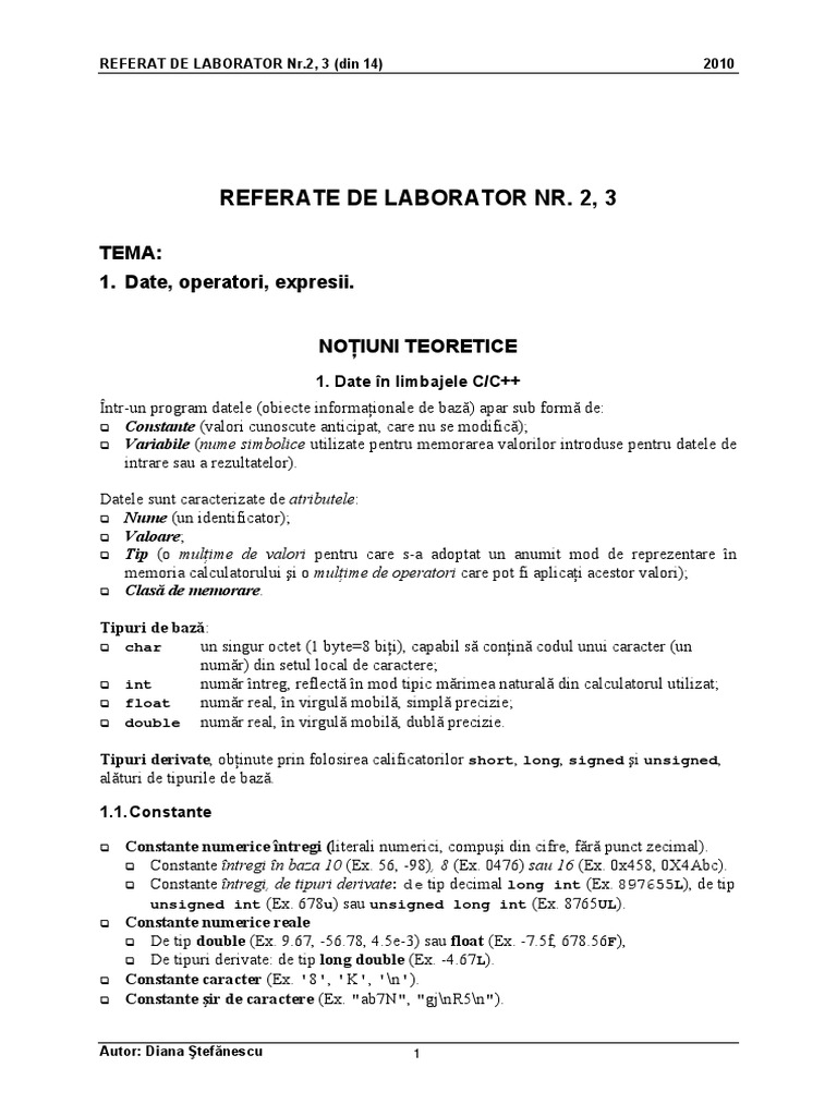 Laborator 2,3 PDF | PDF