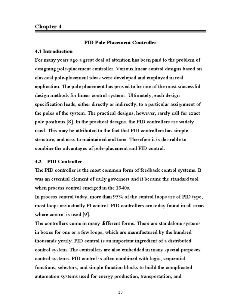 Pole-Placement PID Controller Design: Combining the Advantages of Pole-Placement and PID Control ...