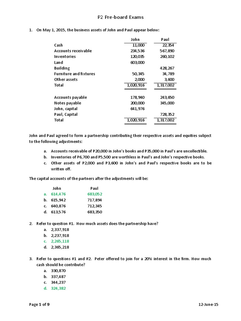 Reviewer For Accounting | PDF | Book Value | Partnership