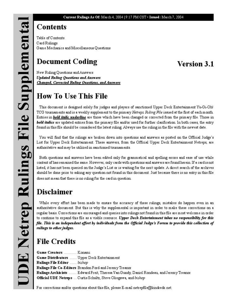 Current Rulings As Of: March 4, 2004 - 9:17 PM CST - Issued: March 7 ...