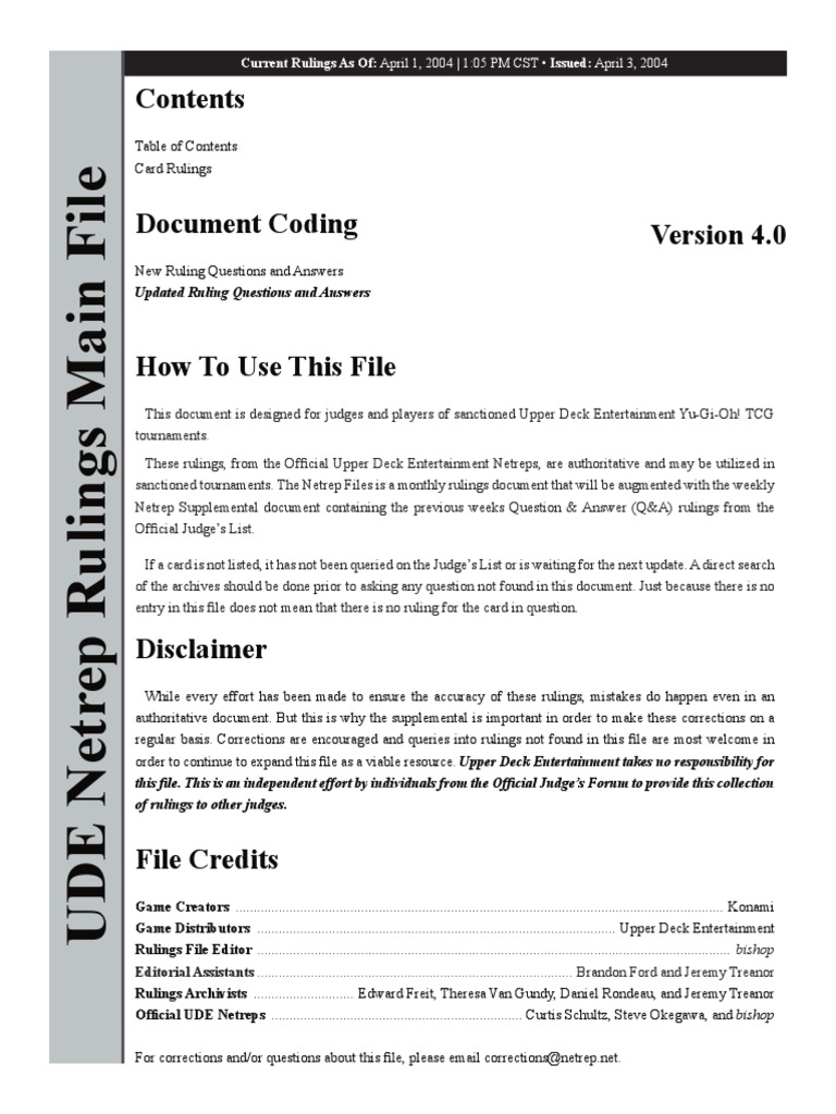 Updated Ruling Questions and Answers: Current Rulings As Of: April 1 ...