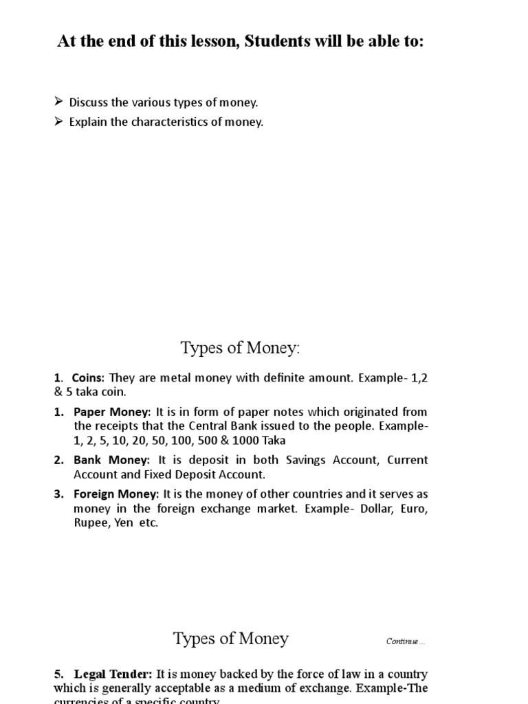 Types of Money Explained | PDF | Politics | Law