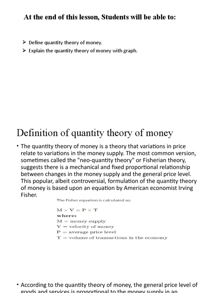 Understanding Quantity Theory of Money | PDF