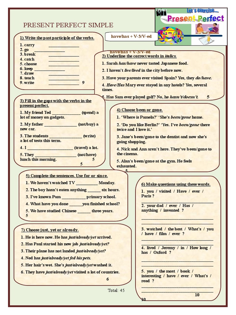 Present Perfect Simple Test Grammar Drills Tests - 82633 | PDF ...