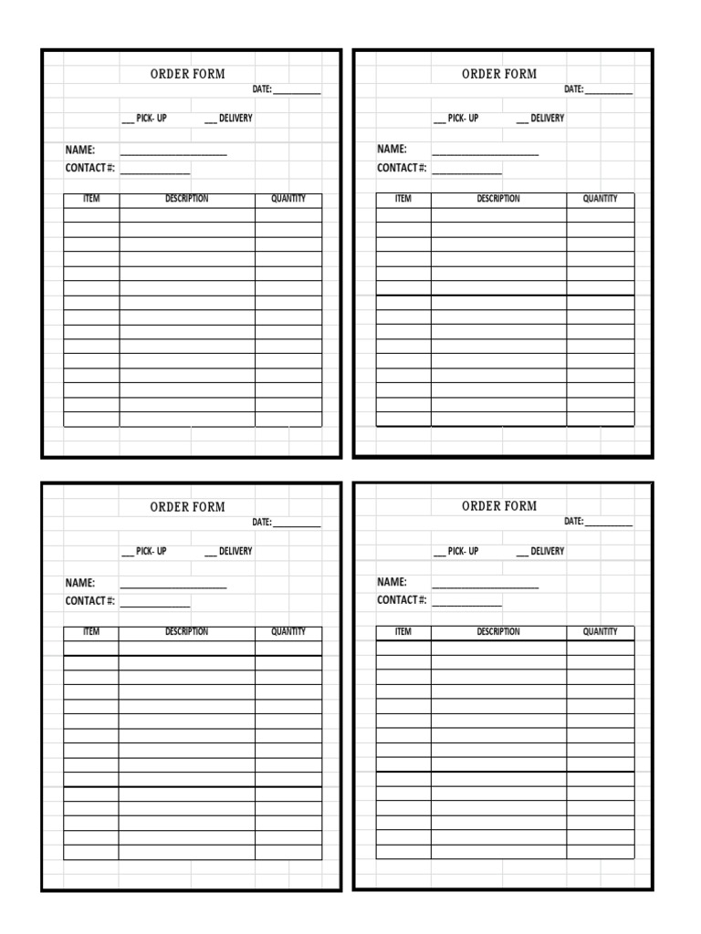 Order Form Order Form: - Pick-Up - Delivery - Pick - Up - Delivery | PDF