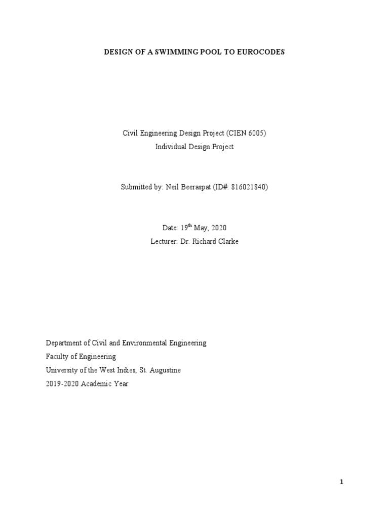 Swimming Pool Design | PDF | Structural Analysis | Bending