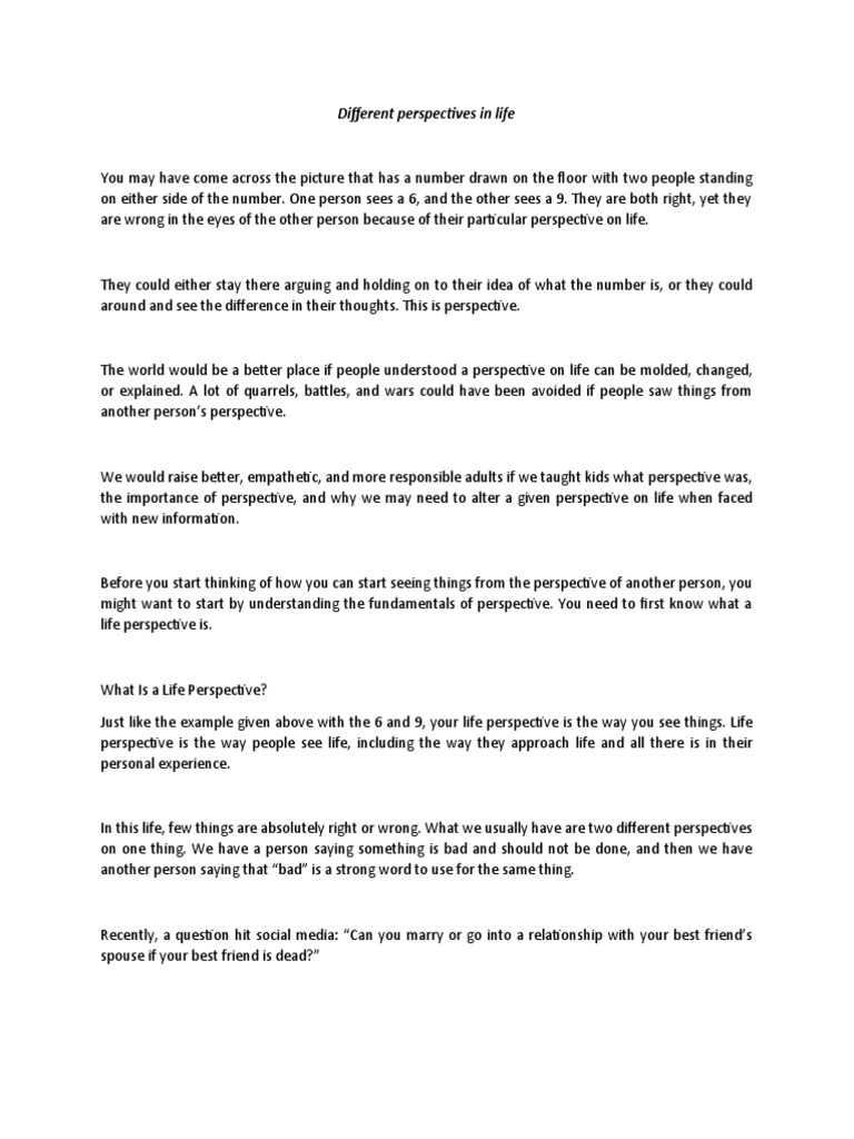 Different Perspectives in Life | PDF | Social Media | Popular Culture ...
