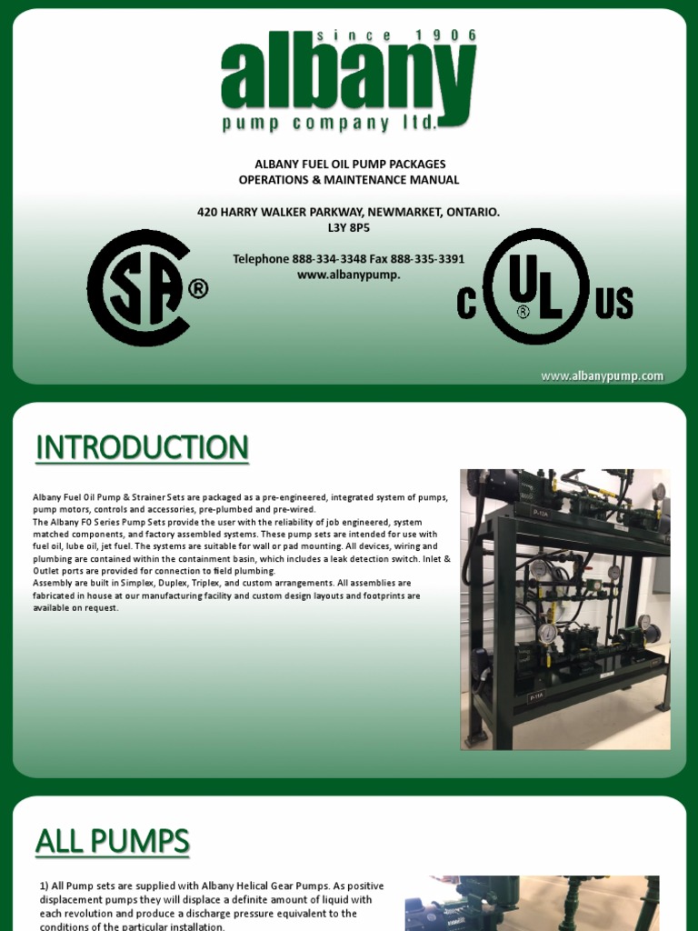 Albany Pump OM | PDF | Bearing (Mechanical) | Pump