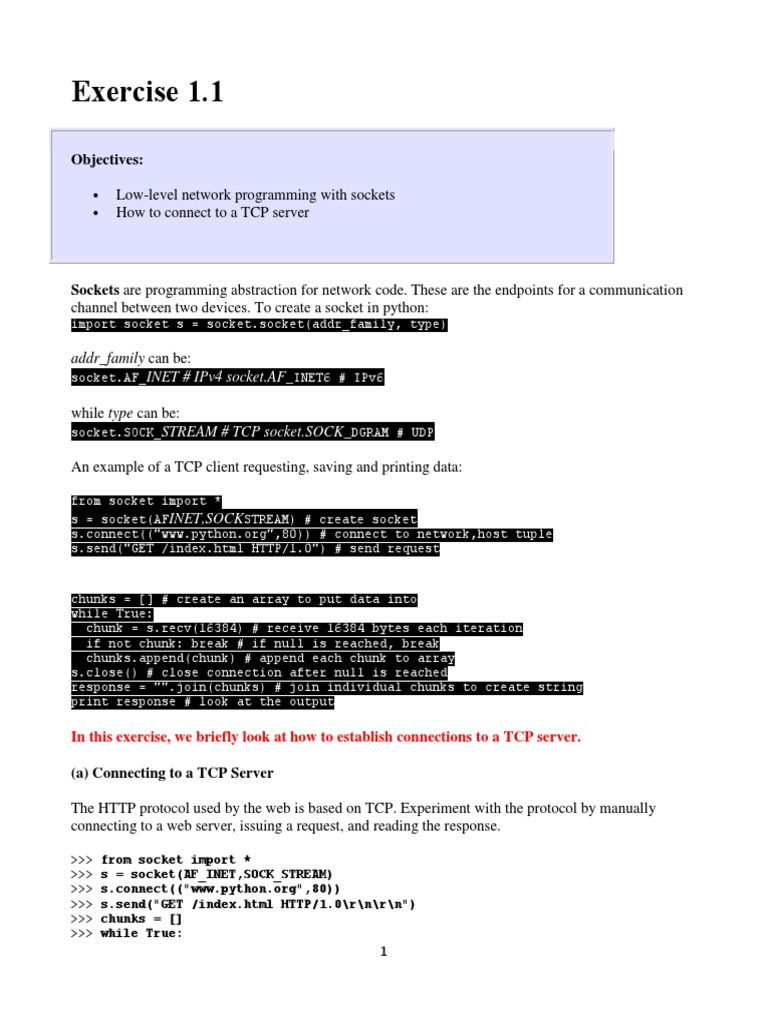 6 Exercises | Download Free PDF | Network Socket | Transmission Control ...